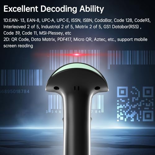 Barcode Scanner, W2 L Bar Code Scanners 30w Global Exposure High Speed Scanning Automatic Sensing Continuous Scanning OLED Display Screen Long Communication Distance (1)