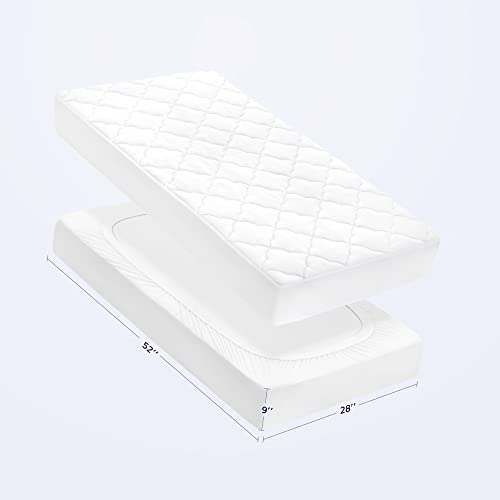 SLEEP ZONE Waterproof Crib Mattress Protector Pad - Quilted, Fitted Baby Mattress Cover 28"x52" - Soft Breathable Toddler Mattress Pad Noiseless Infant Bed Topper - Deep Pocket 14"