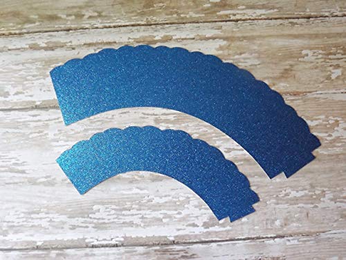 Royal Blue Glitter Cupcake Wrappers Party Dessert Decorations Standard and Mini Holders Set of 12