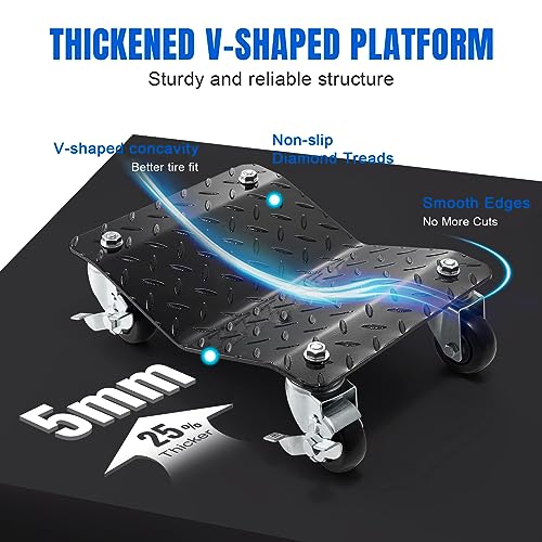HPDMC 6000lbs Capacity Tire Dolly Wheel Dolly Car Tire Stakes丨4 Pack丨Black