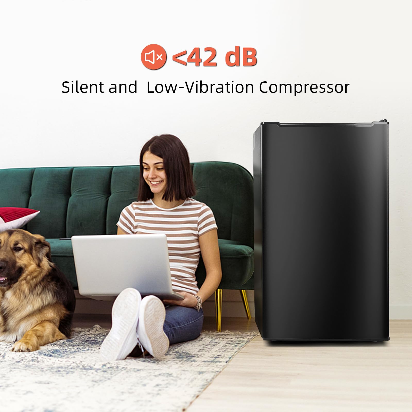 Black Upright freezer 3.6 Cu.ft, Compact Mini Freezer with Reversible Door, 3 Adjustable Thermostat, Quiet Stand Up Freezer for Apartment/Bedroom