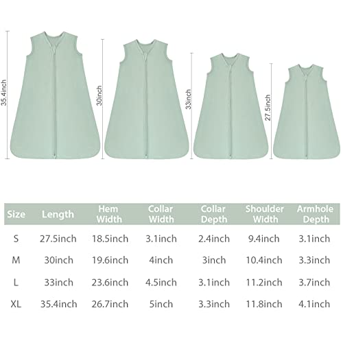 Looxii Baby Sleep Sack 6-12 Months 100% Cotton 0.5TOG Wearable Blanket Baby Sleeping Bag Soft Comfortable Toddler Sleeping Sack Green