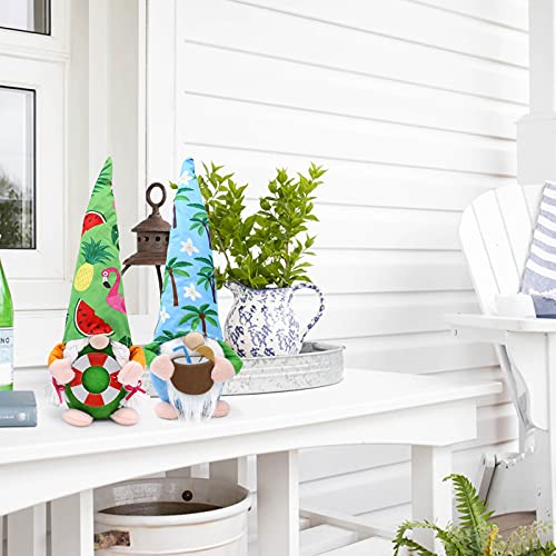 Upltowtme Beach Summer Gnomes Plush Seaside Gnome Decoration Handmade Beach Couple Decor for Farmhouse Tiered Tray Decor Shelf Sitters Tomte Swedish Nisse Scandinavian Elf Dwarf Home Kitchen Ornaments