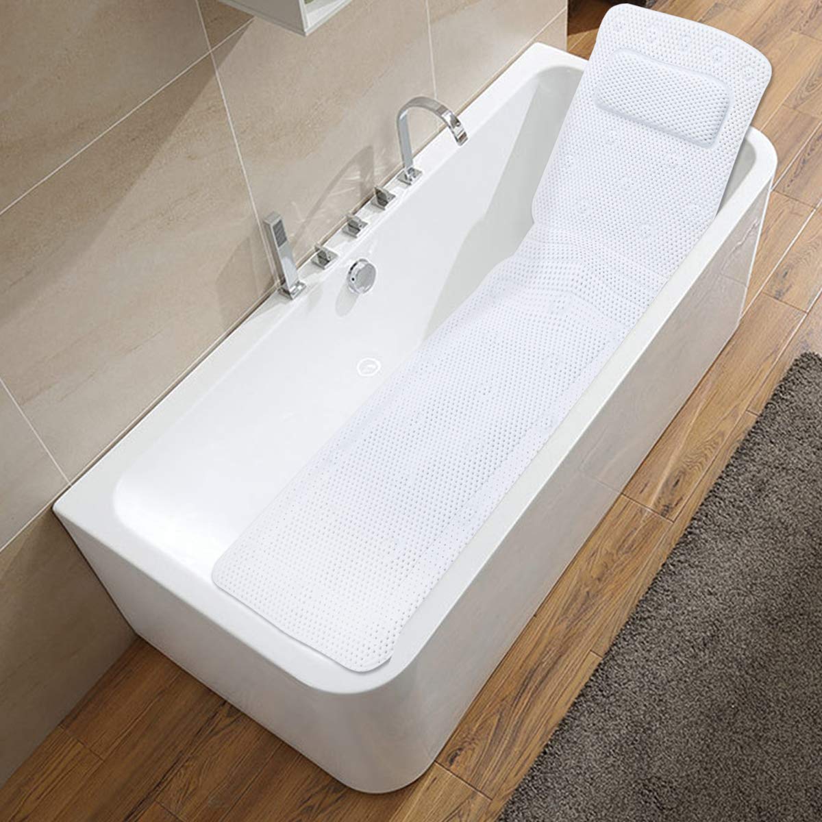 Bath Pillow Full Body, SurSoul Quick-Drying Spa Pillow for Tub, Bathtub Pillow with Soft PVC, Bath Bed with Suction Cups