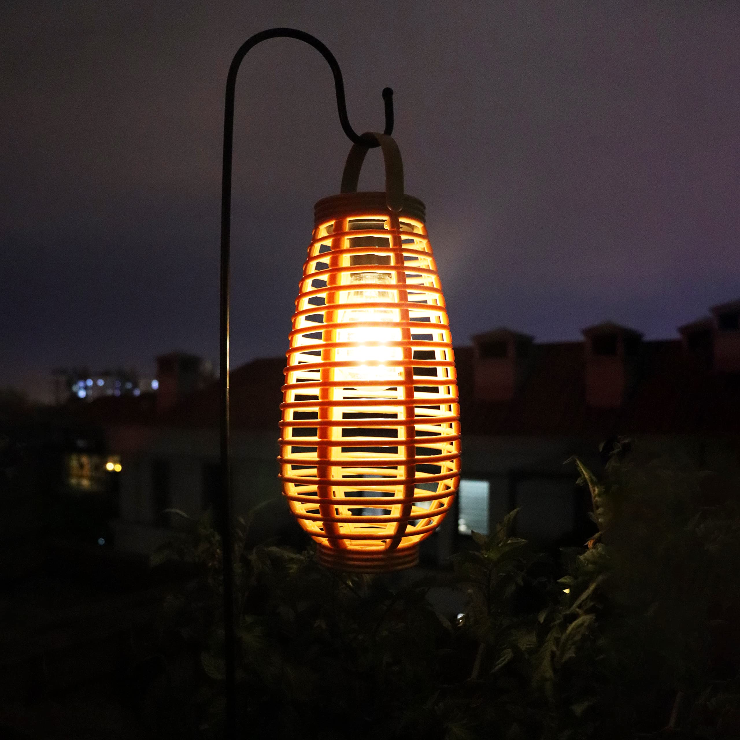 Solar Hanging Lantern Waterproof Outdoor – YQLEPIN 2 Pack Solar Garden Lights Waterproof Decorative with Two Hooking, Edison Blub Solar Outdoor Table Lanterns for Porch.(Yellow)