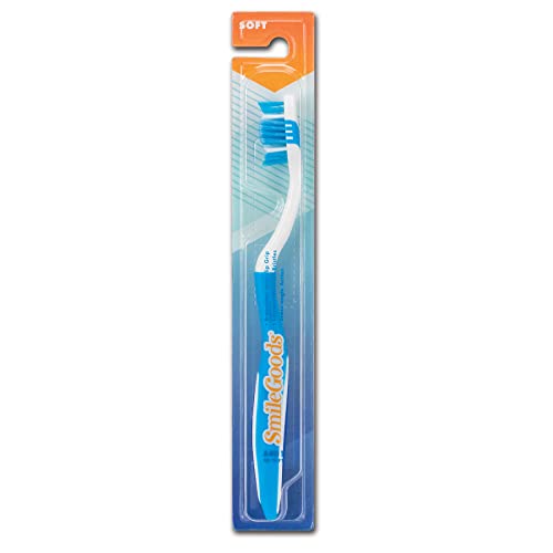 Practicon SmileGoods A401 Toothbrush, 40 Tuft, Soft Bristle, Individually Packaged Toothbrushes, Assorted Colors, Bulk Pack of 72