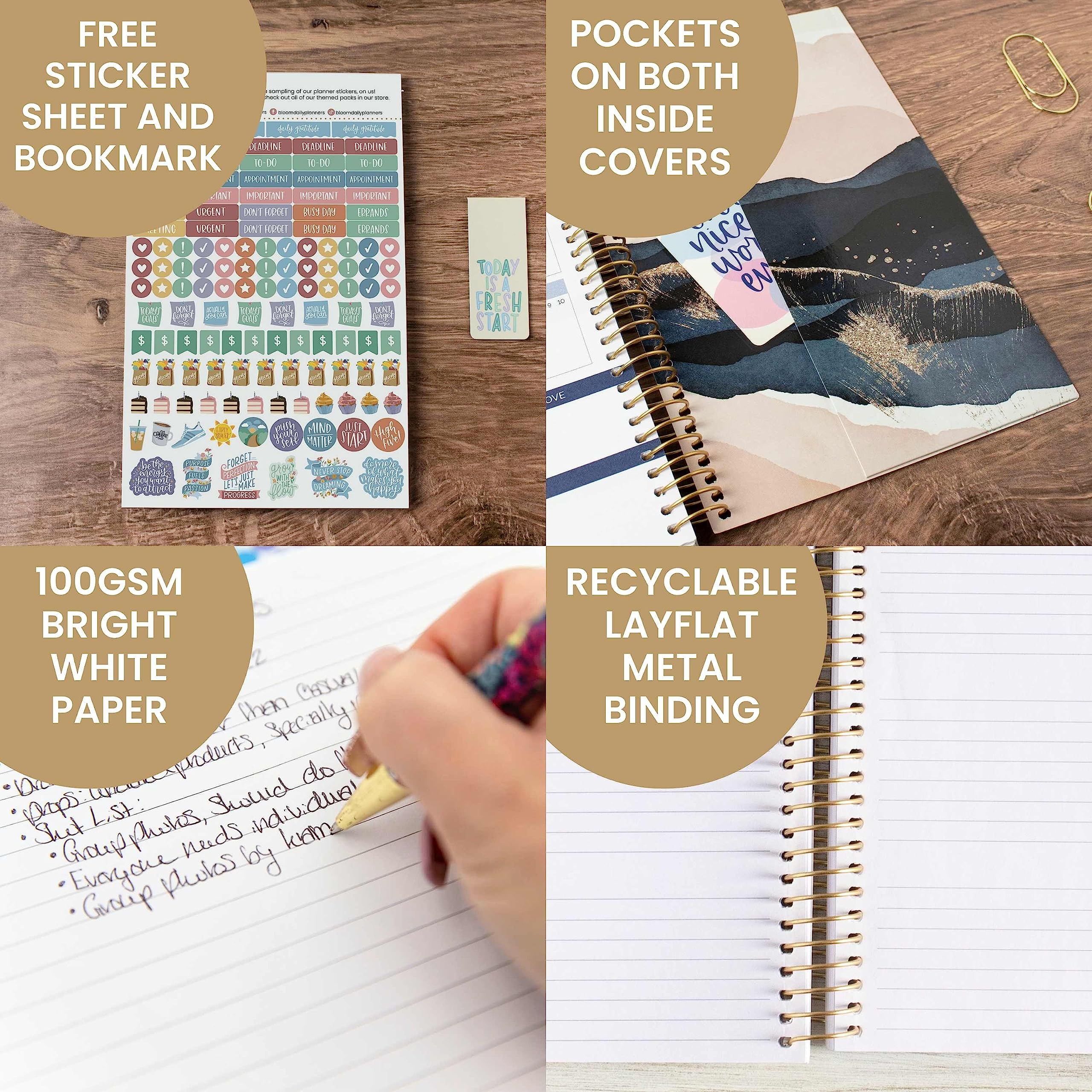 bloom daily planners 2024 Calendar Year Day Planner (January 2024 - December 2024) - 5.5β x 8.25β - Weekly/Monthly Agenda Organizer Book with Stickers & Bookmark - Golden Hour
