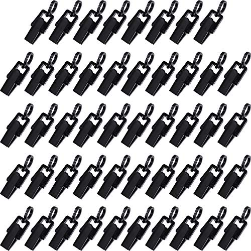 BBTO 48 Awning Clips, Curtain Clip String Party Wire Light Holder Hanger for Outdoor Camping RV Awning Home Decoration, Photos, Art Craft Display (Black)