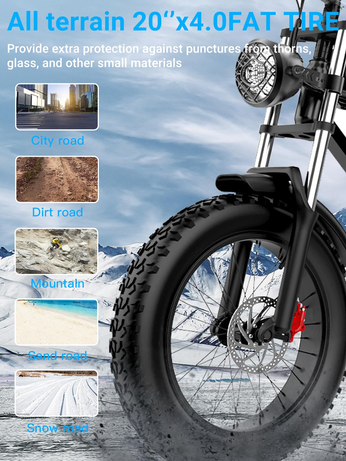 BENIFORE Electric Bike for Adults, 1000W 25MPH Electric Motorcycle, 20" Fat Tire Ebikes