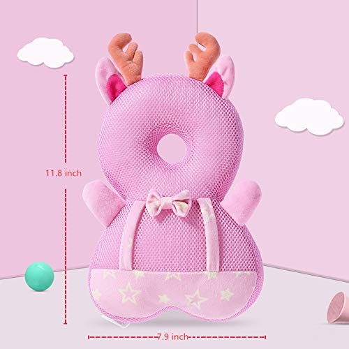 Baby Toddlers Head Protective Adjustable Infant Safety Cushion Pads Baby Head Protector Baby Back Protection Prevent Suitable from 6months (Elk)