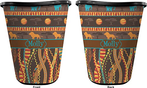 YouCustomizeIt African Lions & Elephants Waste Basket - Double Sided (Black) (Personalized)