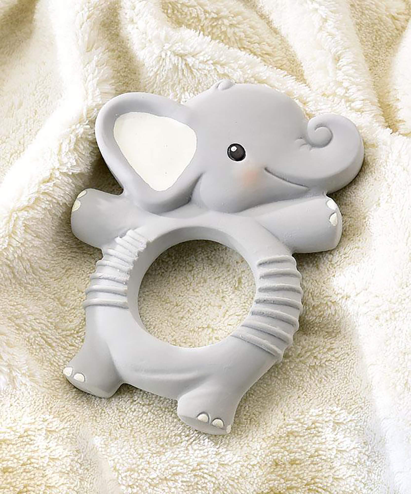 Lil' Llama Baby Elephant Teether - 100% Natural Rubber Teething Ring - Non-Toxic, BPA Free Elephant Teething Ring - Safe Cute Baby Teething Rings for Babies