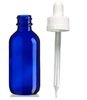 PREMIUM VIALS CREATIVE PACKAGING SOLUTIONS Boston Round Bottle 2 oz BLUE - w/White Child Resistant Dropper - Pack of 12