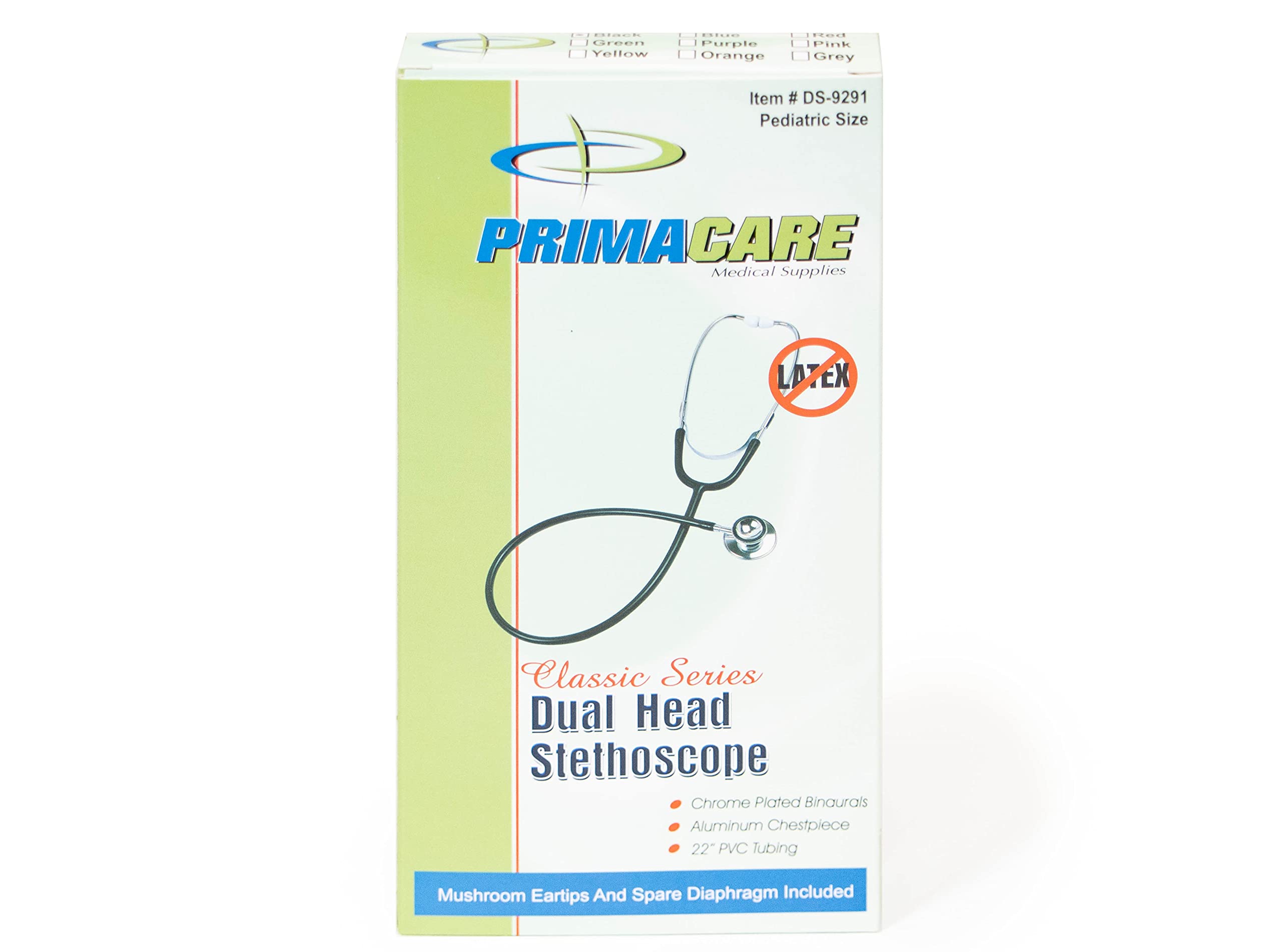 PrimaCare DS-9291-BL Pediatric Size 22" Stethoscope for Clinical and Screening Instrument, Lightweight and Aluminum Dual Head Flexible Stethoscope, Blue