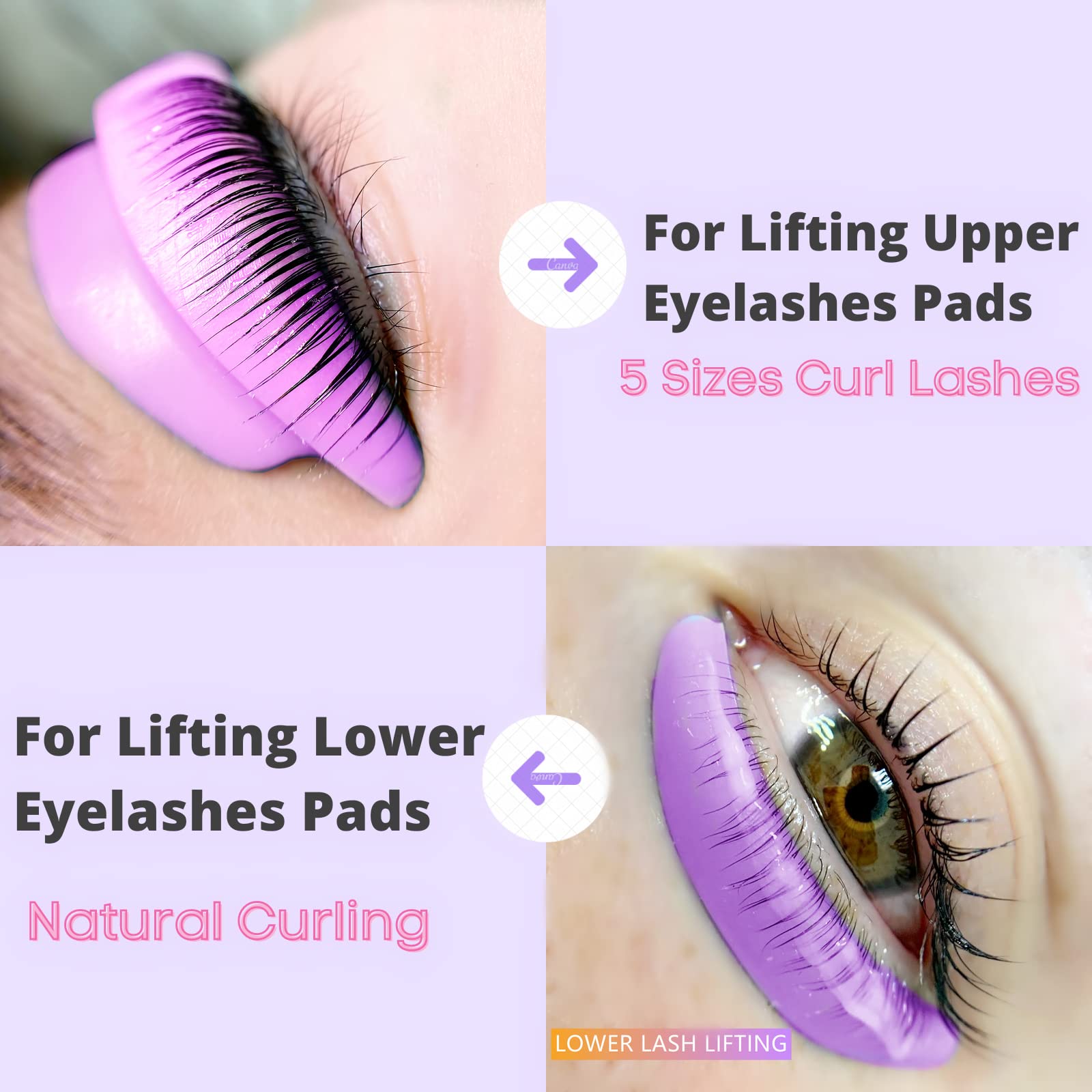 Eyelash Perm Pads Lash Lift Rods Eyelash Perm Silicone Pads 9 Sizes 18 Piece Reusable Soft Lash Lift Pads Shield for Different Length Eyelashes Perfect Lifting (Violets)