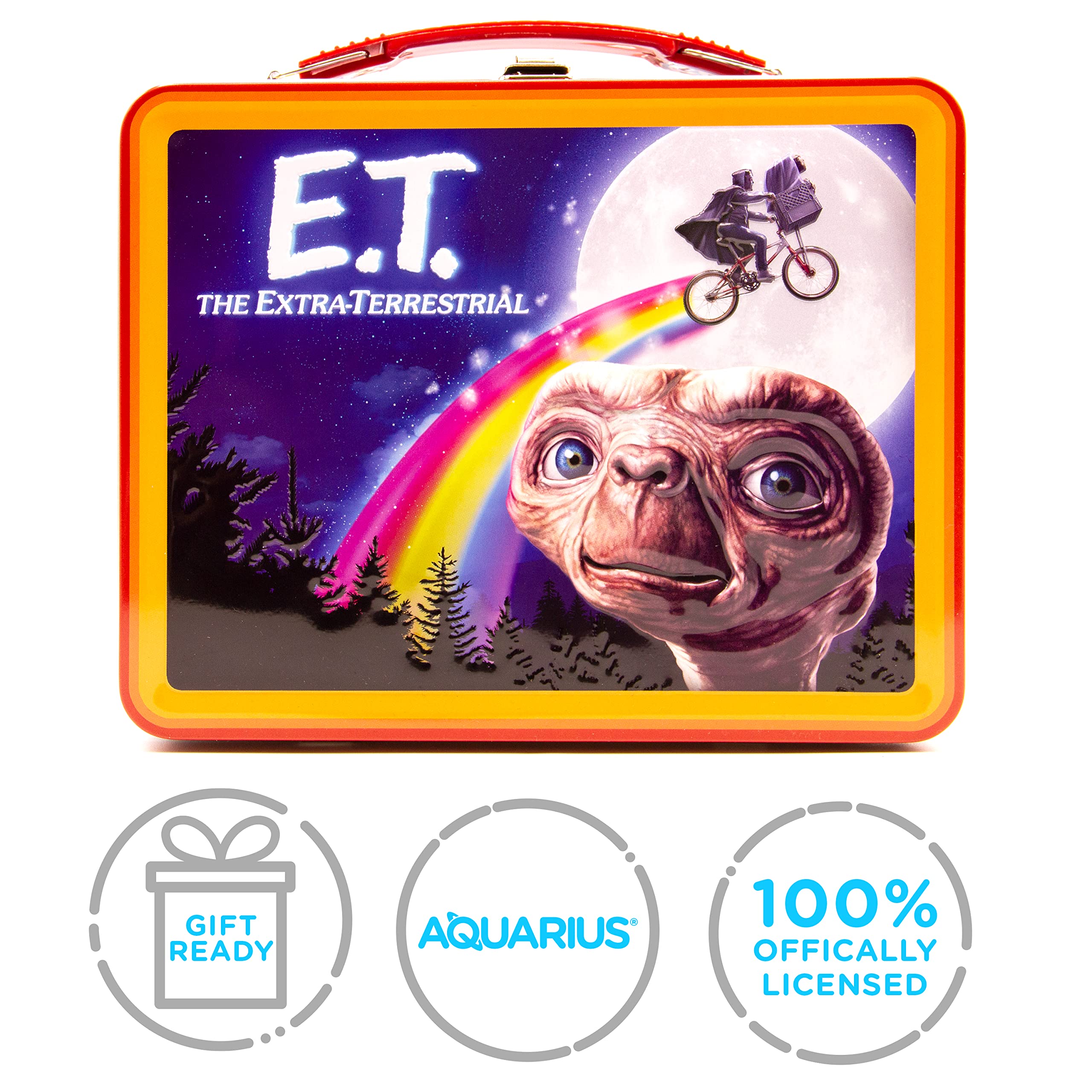 AQUARIUS E.T. Fun Box - Sturdy Tin Storage Box with Plastic Handle & Embossed Front Cover - Officially Licensed E.T. Merchandise & Collectible Gift (48288)