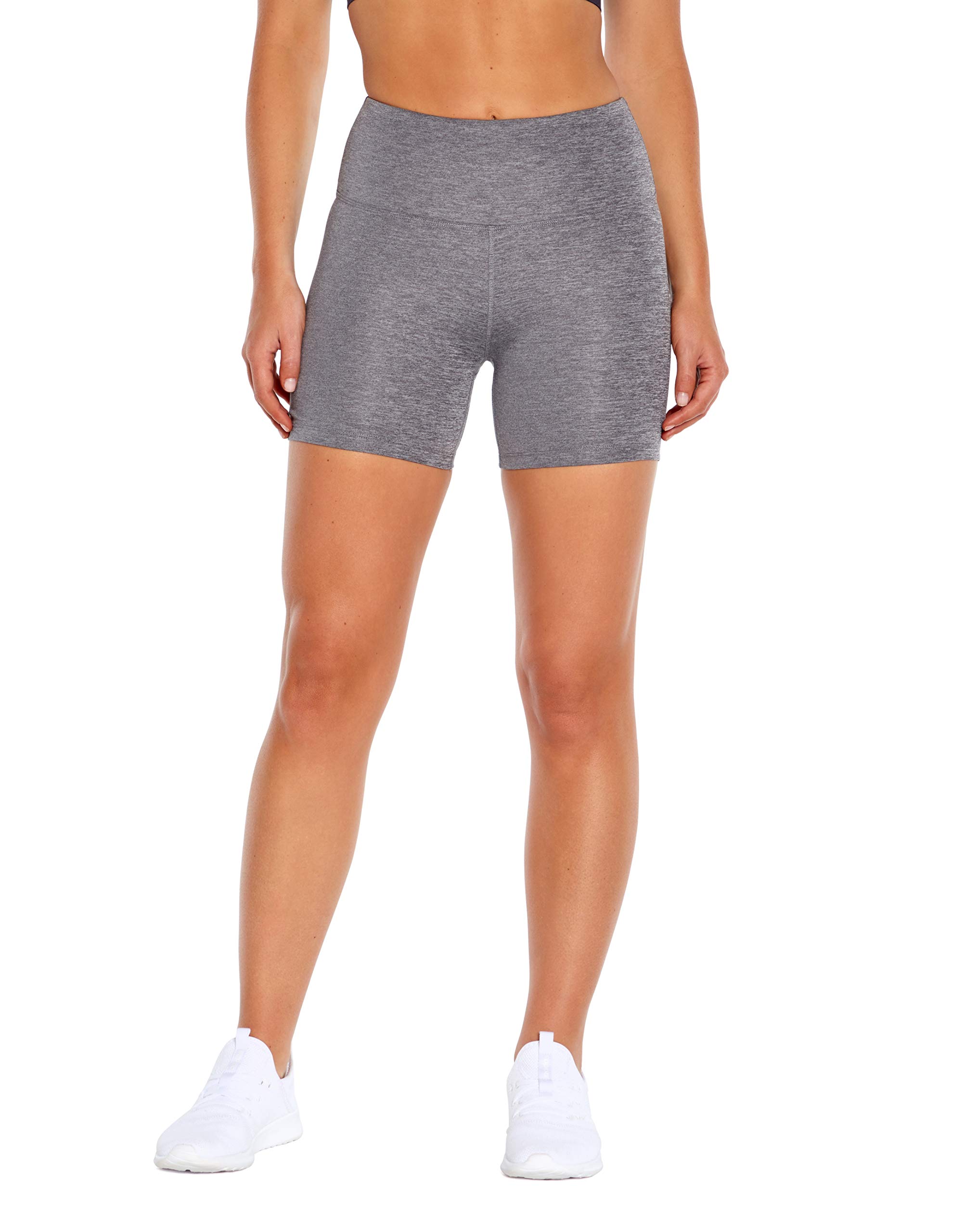 Bally Total Fitness High Rise 5" Bike Short - 2 Pack, Heather Charcoal/Harbor Blue, X-Large