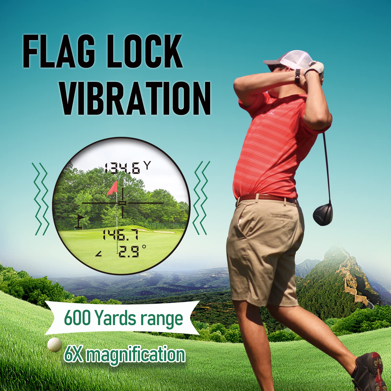 AquilaPro G4Pro Golf Rangefinder with Slope, Slope Switch for Golf Tournament Legal, 650 Yards Max Distance Range, 0.5 Yard Accuracy, 6X Magnification, Flagpole Lock with Pulse Vibrationā¦
