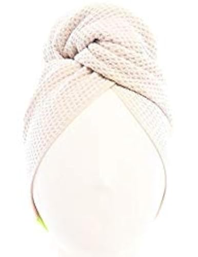 AQUIS Original Waffle Hair Towel, Ultra Absorbent & Fast Drying Microfiber Towel for Thick Hair, Linen