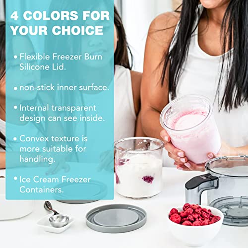 LP 4 Pcs Ice Cream Pints Containers and Lids, 16oz Cups Compatible with NC301 NC300 NC299AMZ Series Creami Ice Cream Makers, Creami Deluxe Pint Containers, BPA-Free, Dishwasher Safe