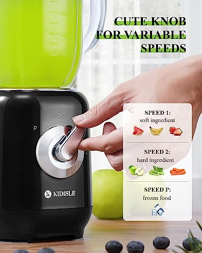 KIDISLE Retro Blenders for Kitchen, 34oz Glass Jar, 700W Smoothie Blender for Shakes and Smoothies, 3 Adjustable Speed for Milkshake, Ice Crush, Puree and Frozen Fruit, Black