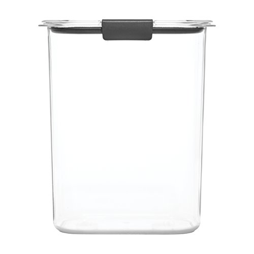 Rubbermaid Brilliance Airtight Food Storage Container for Pantry with Lid for Flour, Sugar, and Rice, 16-Cup, Clear/Grey