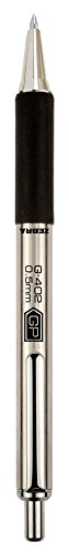 Zebra Pen G-402 Retractable Gel Pen, Stainless Steel Barrel, Fine Point, 0.5mm, Black Ink, 12-Pack