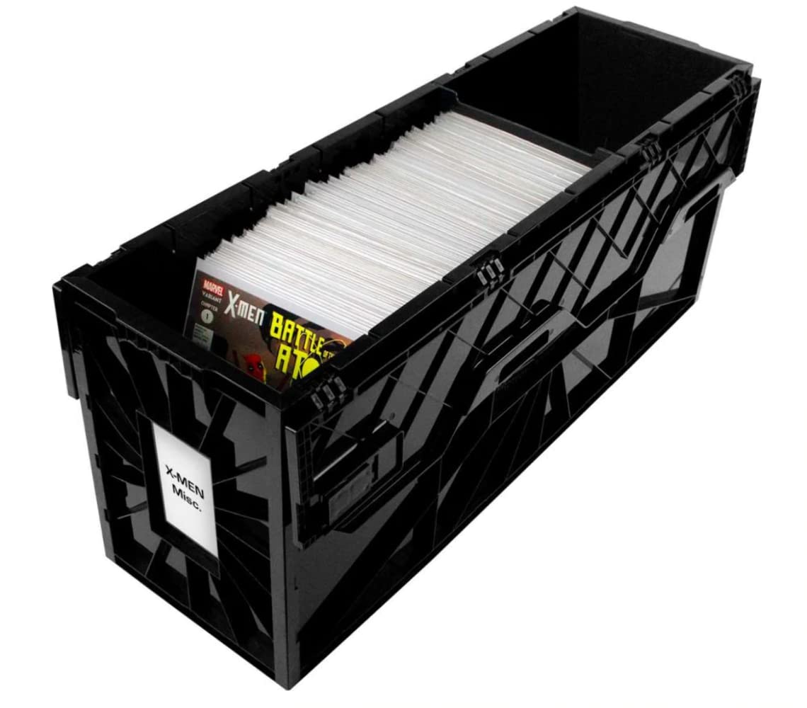 BCW Bin - Modern Storage Box, Holds 300 Comics, Black, Acid Free, Plastic, Stackable, Water Resistant, 28.4x12.25x8.625 inches, 1 Count