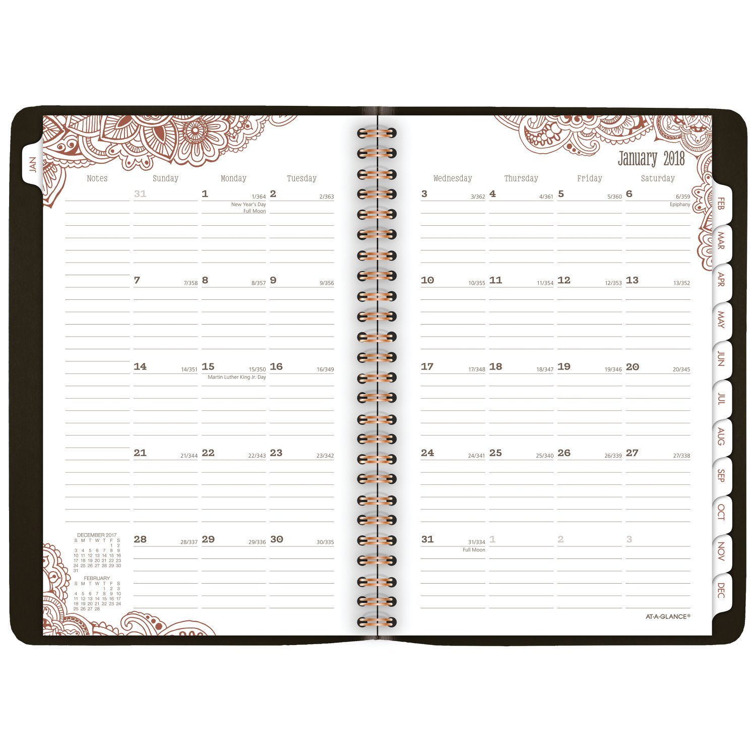 AT-A-GLANCE Weekly / Monthly Planner, January 2018 - December 2018, 5-1/2" x 8-1/2", Henna, Brown (551-200)