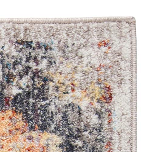 SAFAVIEH Bristol Collection 7' Square Grey/Multi BTL445H Boho Chic Distressed Area Rug
