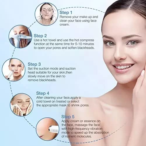 Blackhead Remover Pore Vacuum,Upgraded Facial Pore Cleaner,Electric Acne Whitehead Extractor Tool,USB Rechargeable Blackhead Vacuum Kit for Women & Men