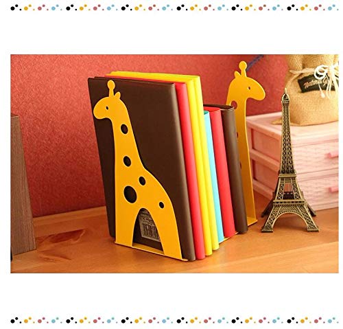 Loupdeloup Cute Bookends,Non Skid Giraffe Animal Book Ends for Shelves Decorative for Kids Yellow 1 Pair