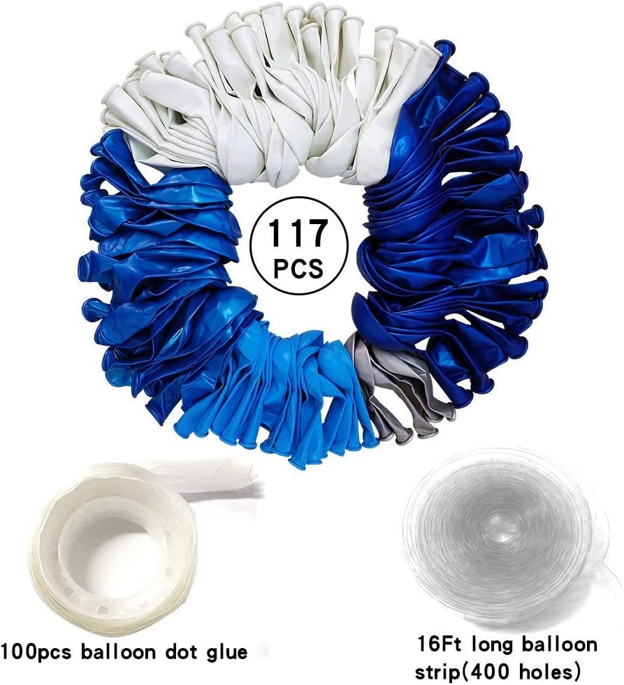 Blue Balloons Garland Arch Kit Blue Silver and White Balloons Blue Birthday Decorations Wedding Party Baby Shower Balloon Garland Kit Blue