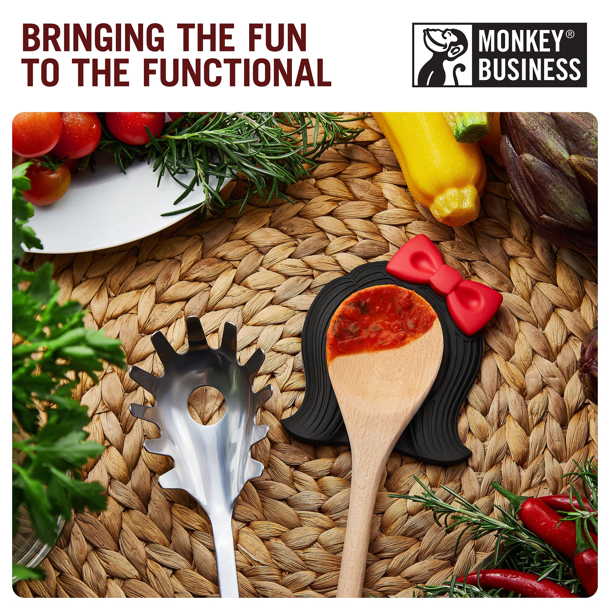 Betty's Fun Wig-Shaped Silicone Spoon Rest/Utensil Rest from a Series of Cool Kitchen Gadgets | 50s-Style Spoon Rest for Kitchen Counter | Original Kitchen Accessories by Monkey Business
