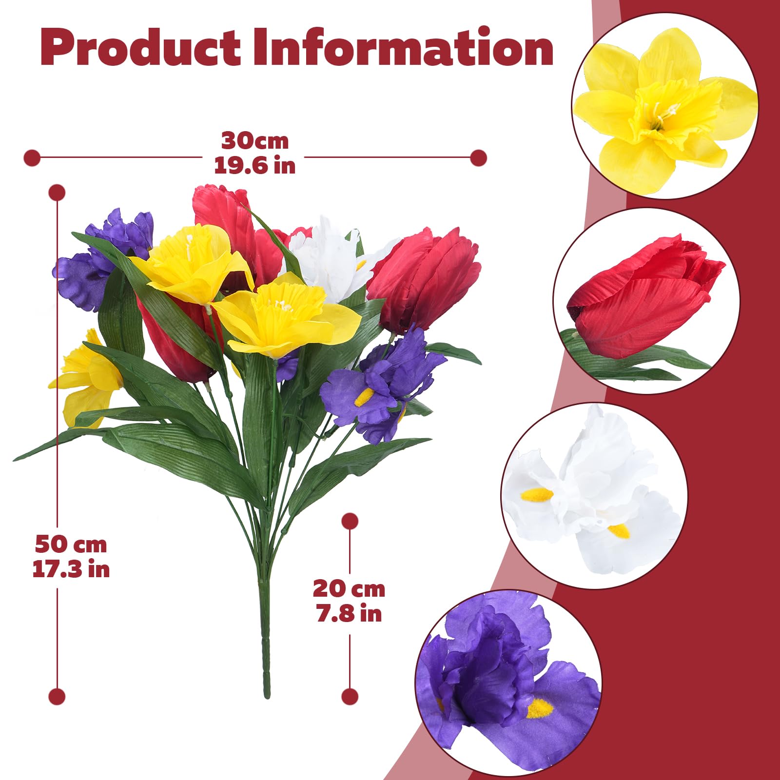MHMJON 6Pcs Tulips Artificial Flowers Real Touch Tulips Bouquet Orange Silk Flower Arrangements for Easter Spring Party Wedding Home Table Centerpieces Office Garden DIY Floral Decor