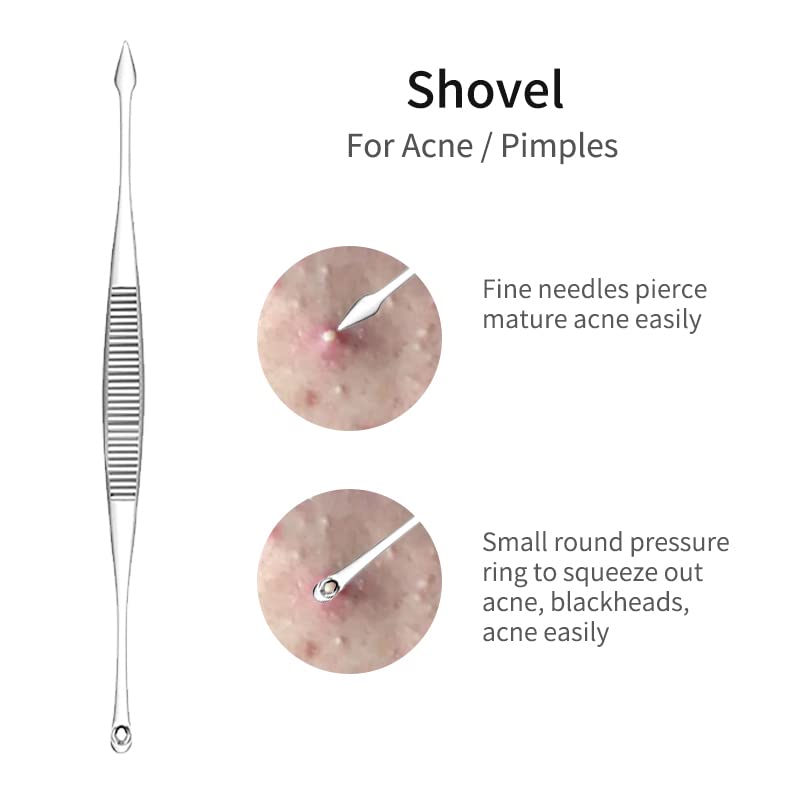 Blackhead Remover Tools,2024 Newest 10 PCS Acne Needles,GERY Whitehead removal Extractor tools,Pimple Popper Tool Kit, Professional Stainless Pimple Acne Blemish Removal Tools Set with Leather package