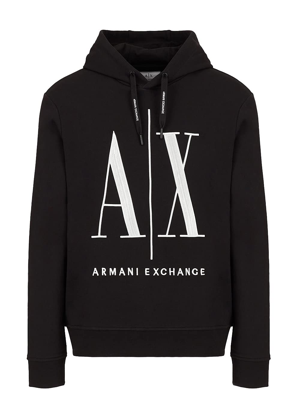 AX Armani Exchange Men's Icon Project Embroidered Logo Hooded Sweatshirt, Black, XL