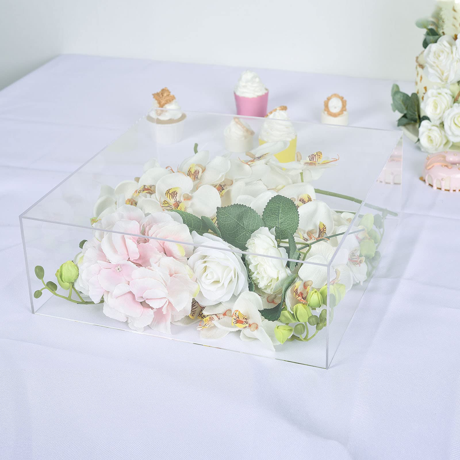 Balsa Circle 14-Inch Clear Acrylic Display Box Cake Stand Centerpiece Pedestal Riser Party Wedding Decorations Supplies