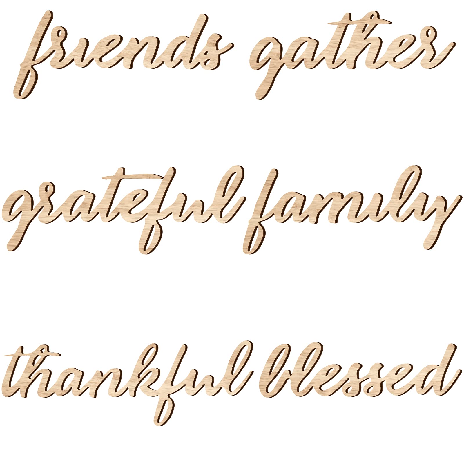 Yalikop 6 Pieces Thanksgiving Wood Cutouts Thankful Grateful Sign Handmade Wood Signs for Thanksgiving Fall Plate Decor Crafts DIY Decorations Supplies, 6 Styles