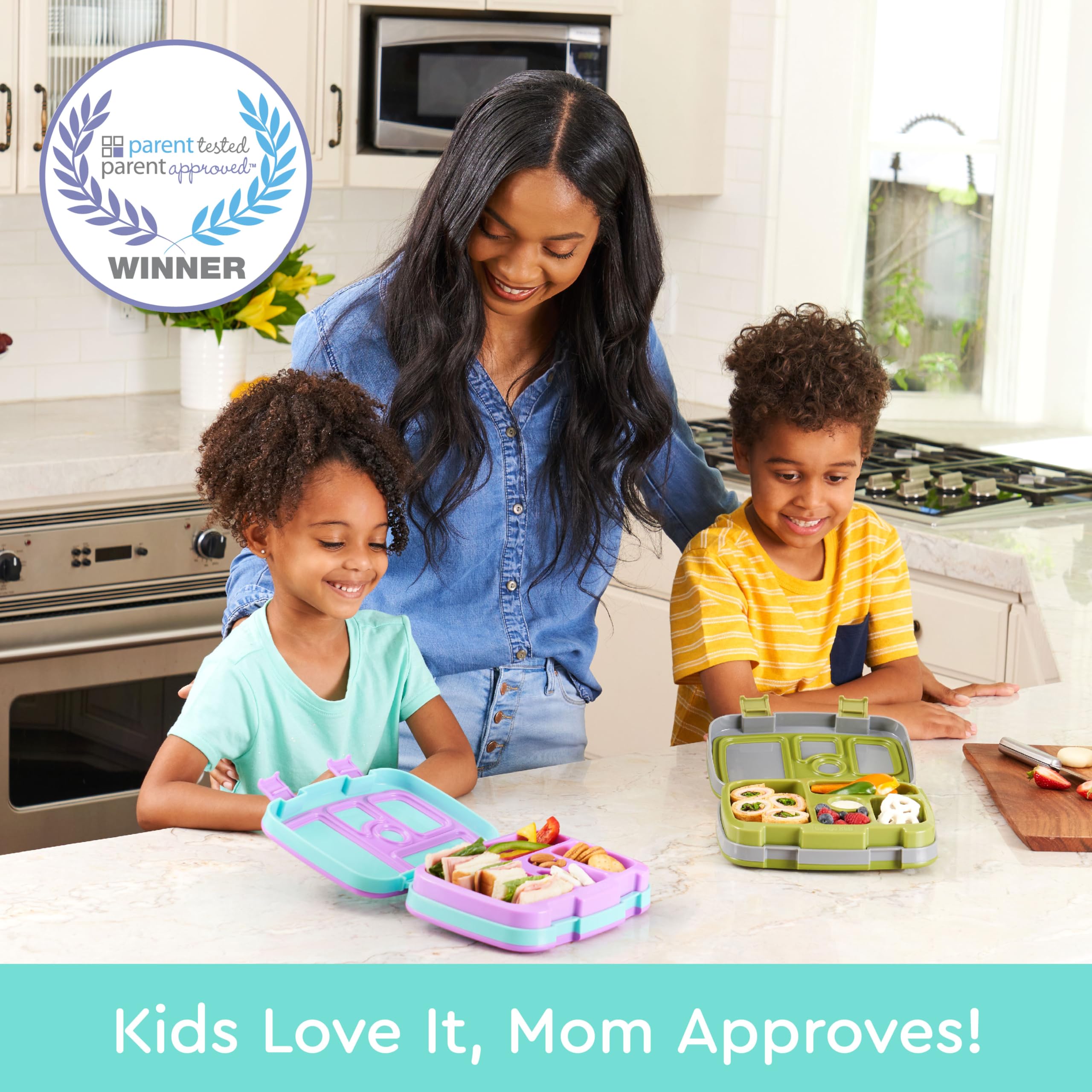 Bentgo® Kids Prints Leak-Proof, 5-Compartment Bento-Style Kids Lunch Box - Ideal Portion Sizes for Ages 3-7, Durable, Drop-Proof, Dishwasher Safe, & Made with BPA-Free Materials (Mermaid Scales)