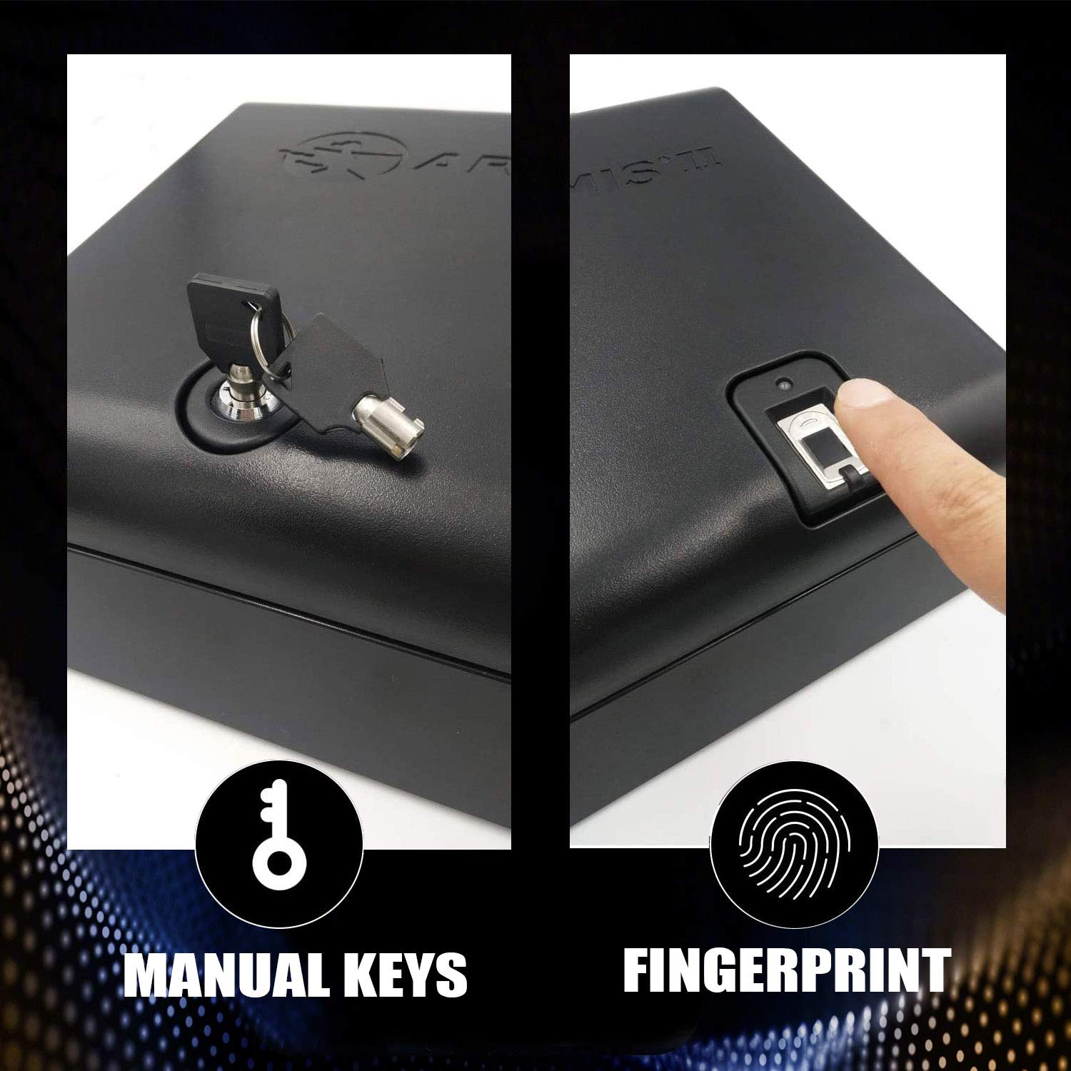 Artemis Biometric Handgun Safe, Pistol Safe with Pops-Open Lid, Fast Finger Print Access Child Resistant Case