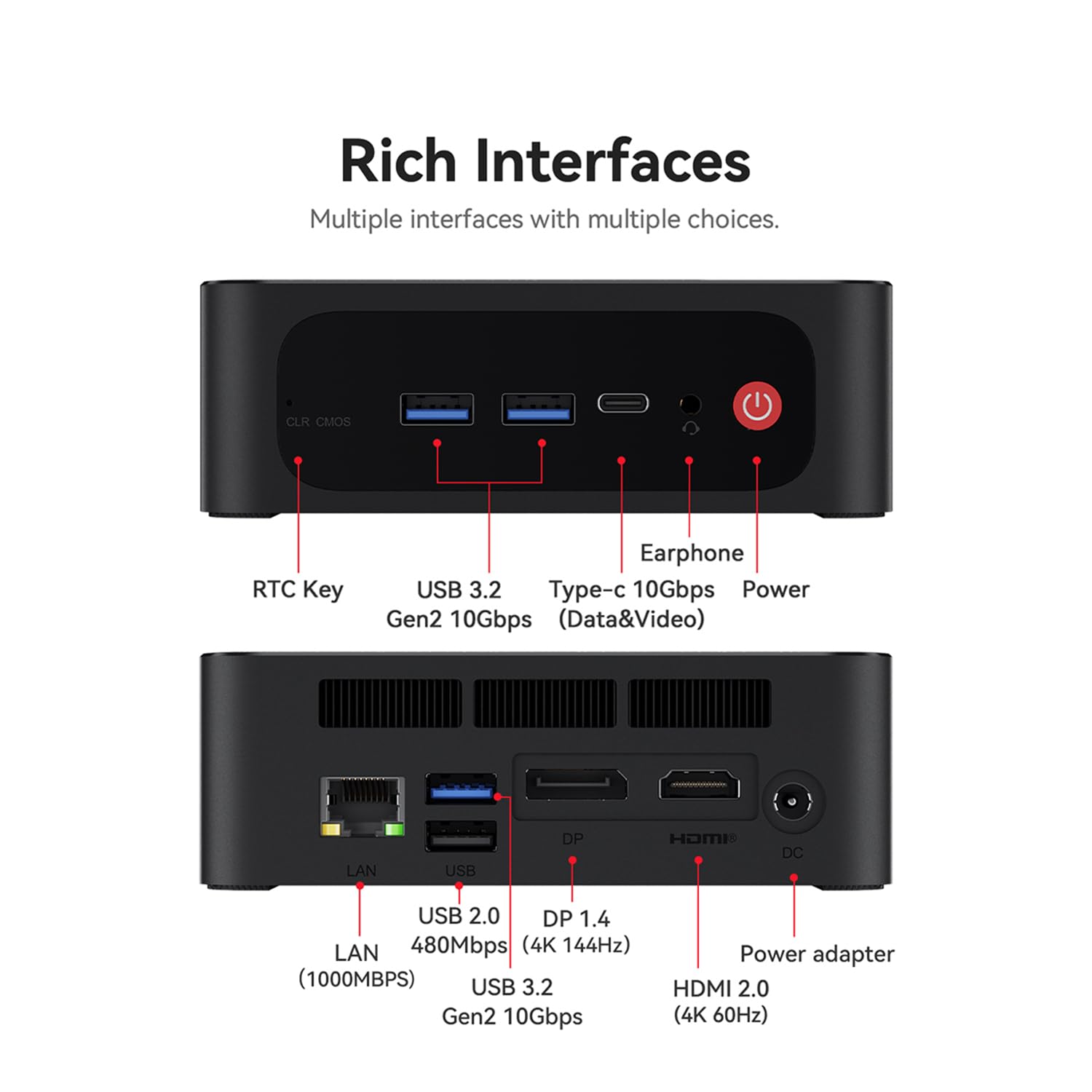 Beelink SER5 MAX AMD Mini PC, Ryzen 7 5800H (8C/16T, up to 4.4GHz) Mini Computer, 16GB 500GB PCle3.0 SSD Micro Desktop, Small PC 4K Triple Displays, WiFi 6+BT 5.2, USB3.2 Gen 2, Home, Office, Business