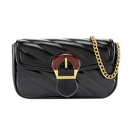 Ayliss Mini Women Crossbody Handbag Purse Shoulder Handbag Evening Clutch Cellphone Wallet PU Leather Chain Bag (Black, Mini)