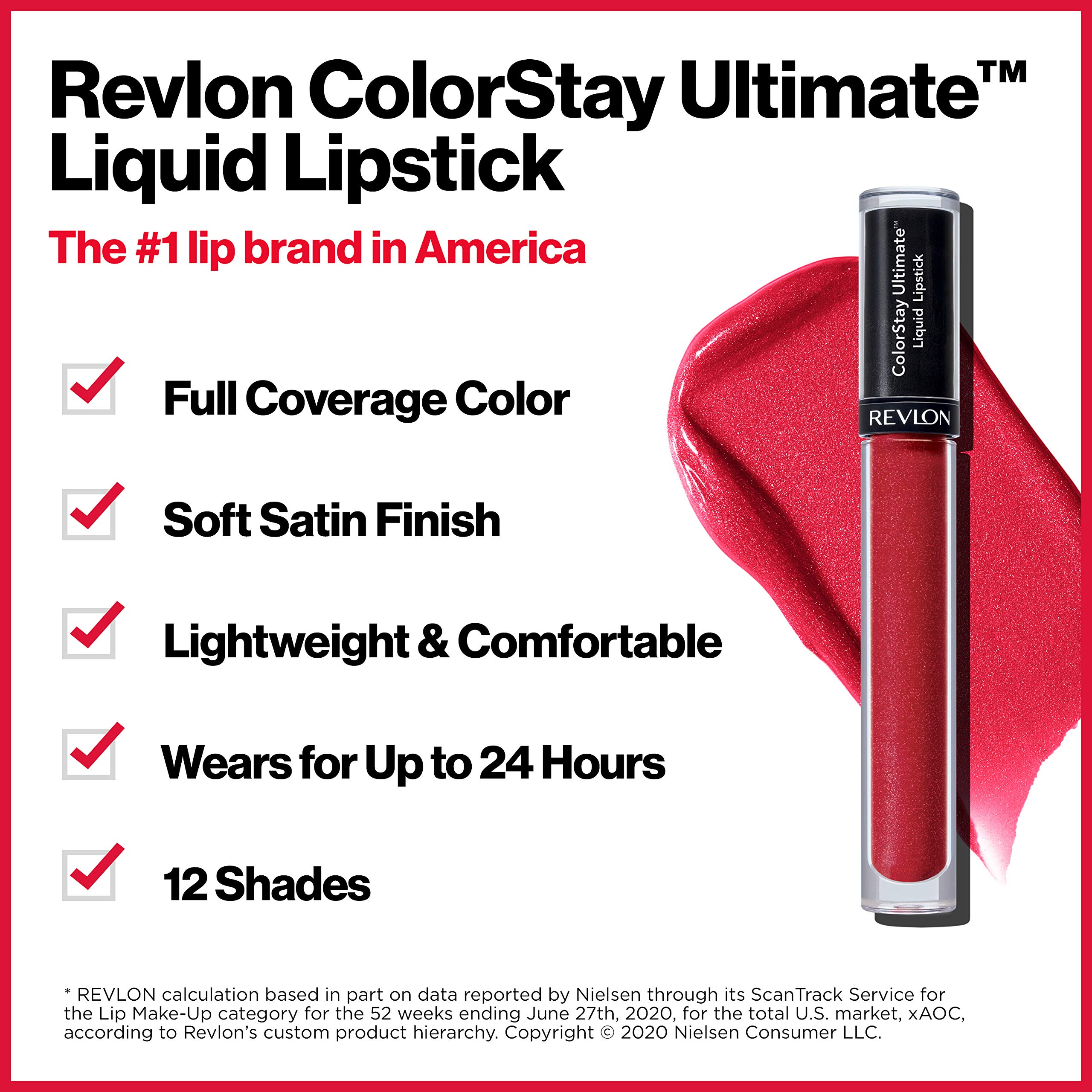 REVLON Liquid Lipstick, Face Makeup, ColorStay Ultimate, Longwear Rich Lip Colors, Satin Finish, 075#1 Nude, 0.07 Oz