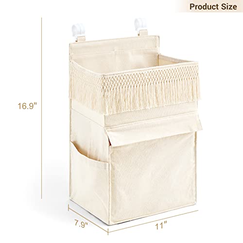 Mkono 2pcs Hanging Shelf and 1pc Diaper Organizer Caddy Boho Decor Storage for Nursery, Bedroom, Gift