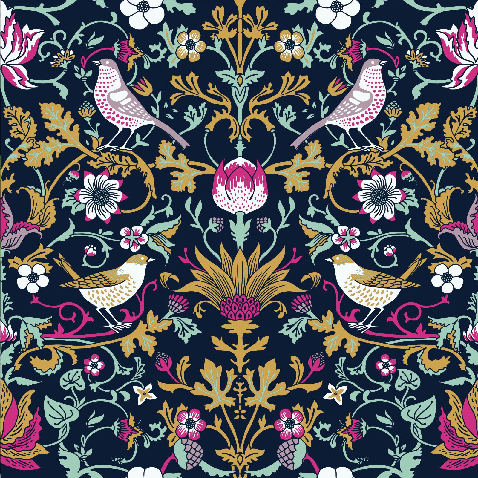 BaoHArtHome William Morris Peel and Stick Wallpaper Contact Wall Paper Vintage Dark Floral Victorian Modern Botanical Retro Self Adhesive Vinyl Wallpaper 17.7ft x 6.6ft