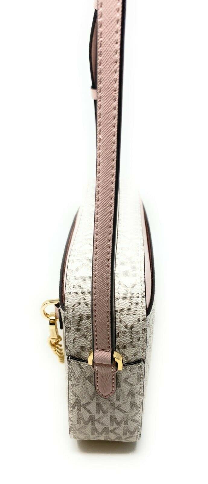 Michael Kors Jet Set Saffiano Leather Crossbody Bag (Vanilla Sig Powder Blush)