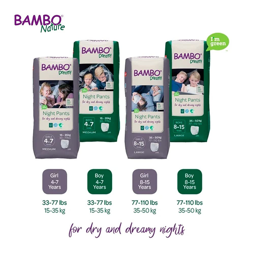 Bambo Nature Premium Dreamy Night Pants: Girls 8-15 years, 60 Count