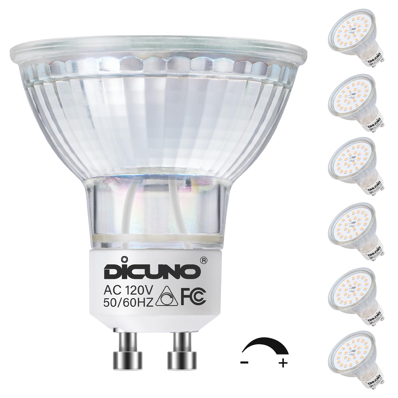 DiCUNO GU10 LED Bulb Dimmable, Warm White 2700K, 60W Equivalent, High Brightness 700LM, MR16 GU10 LED Bulb for Track Lighting, 6W Light Bulb with 120Β° Beam for Kitchen, Range Hood, Pack of 6
