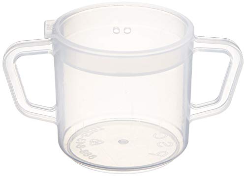 Sammons Preston Independence Two-Handled Cup, For Hot or Cold Beverages, Translucent Polypropylene with Two Lids, BPA Free Mug, 8 Ounces
